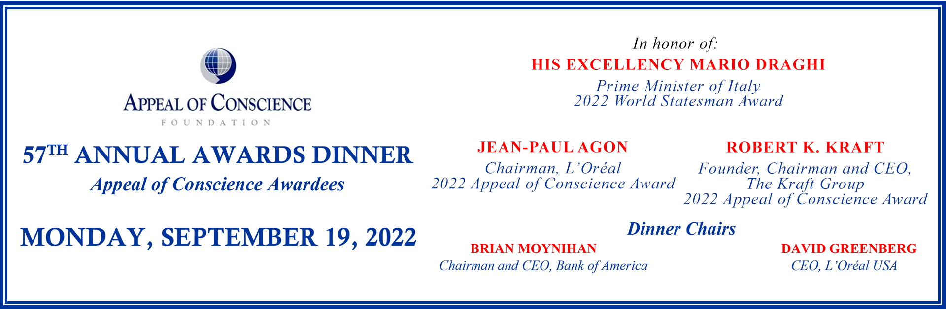 Annual Awards Dinner - Appeal of Conscience